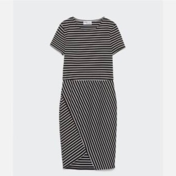 Zara | Dresses | Zara Black White Horizontal Striped Dress | Poshmark